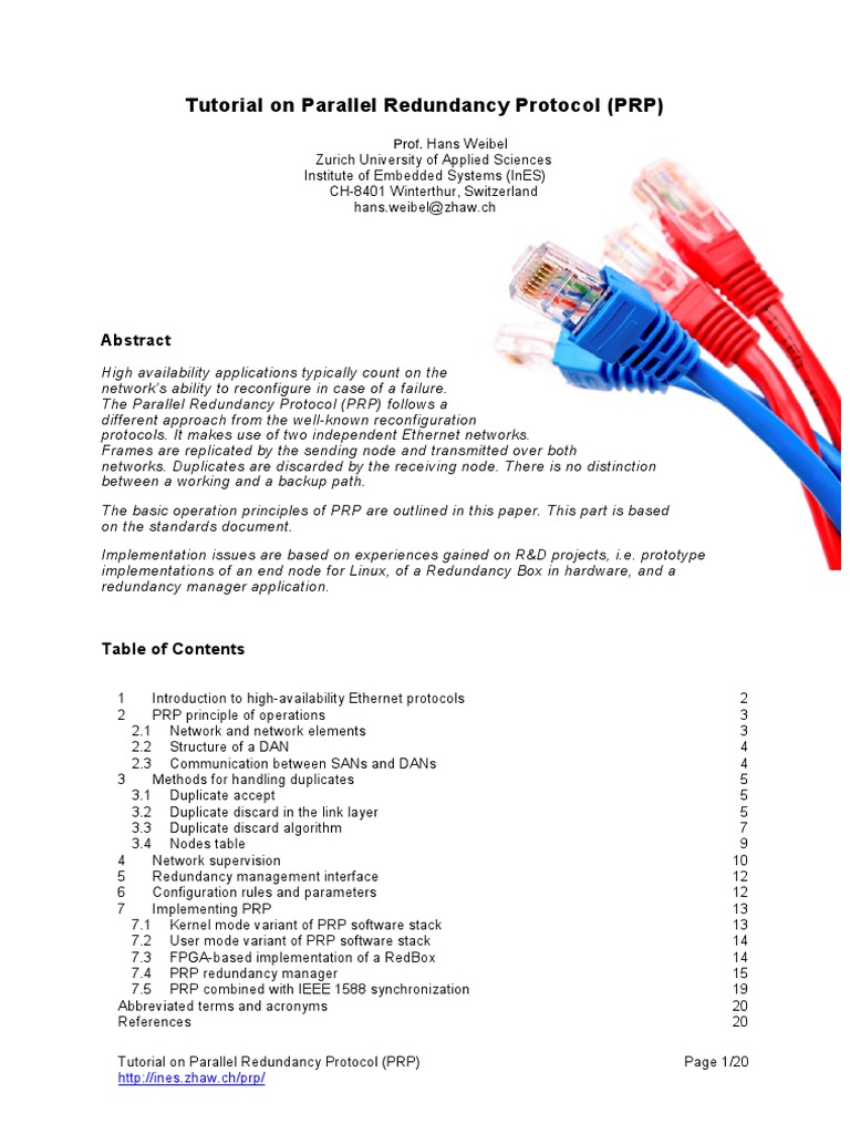 Tutorial on Parallel Redundancy Protocol (PRP | PDF