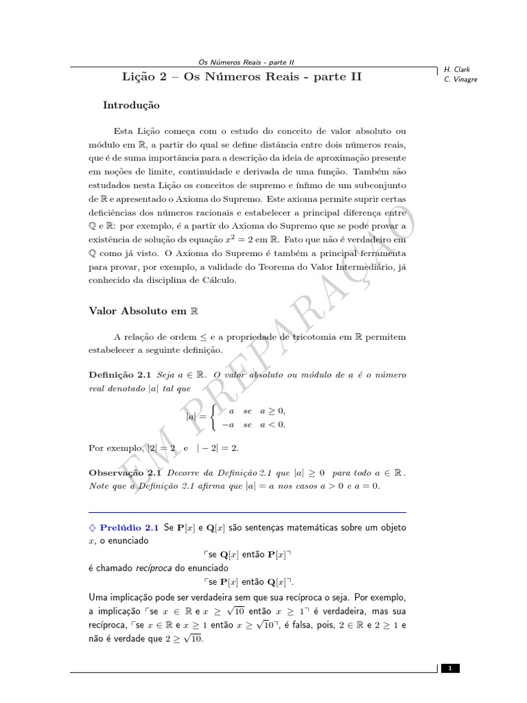 Lição 2- Supremo e Ínfimo | PDF | Conjunto (Matemática) | Axioma