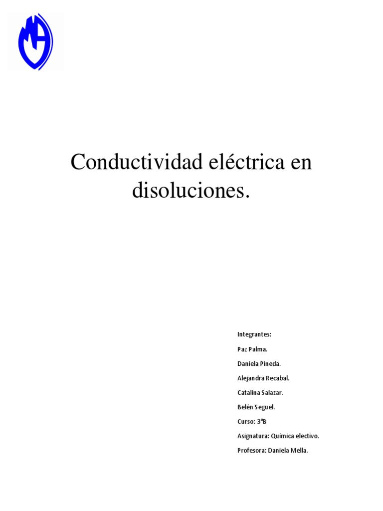 Conductividad Eléctrica en Disoluciones | PDF | Resistividad Eléctrica y Conductividad | Electrólito