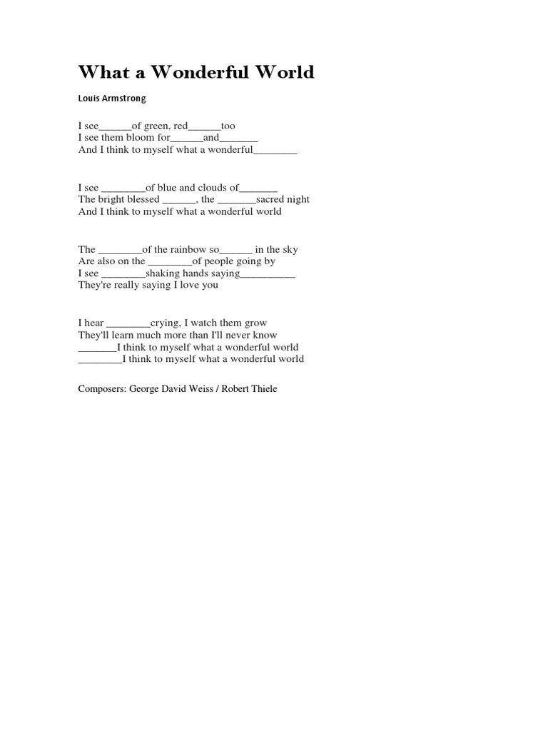 What A Wonderful World - Listening | PDF