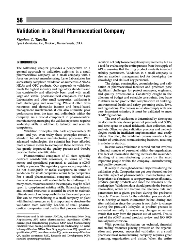 Validation Strategies for Small Pharma | PDF | Verification And ...