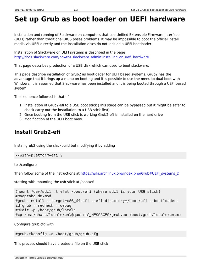 Install Grub Bootloader on UEFI System | PDF | Booting | Personal Computers