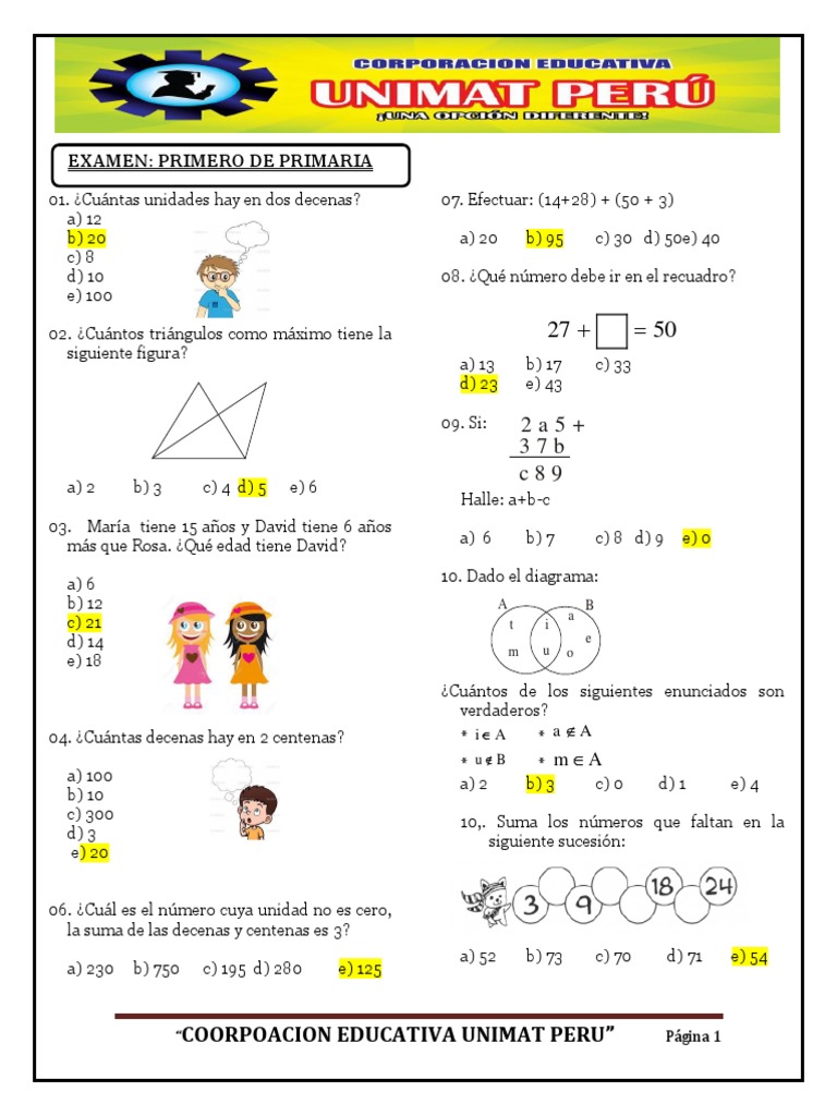 Primero de Primaria................ Matematica | PDF | Enseñanza de ...