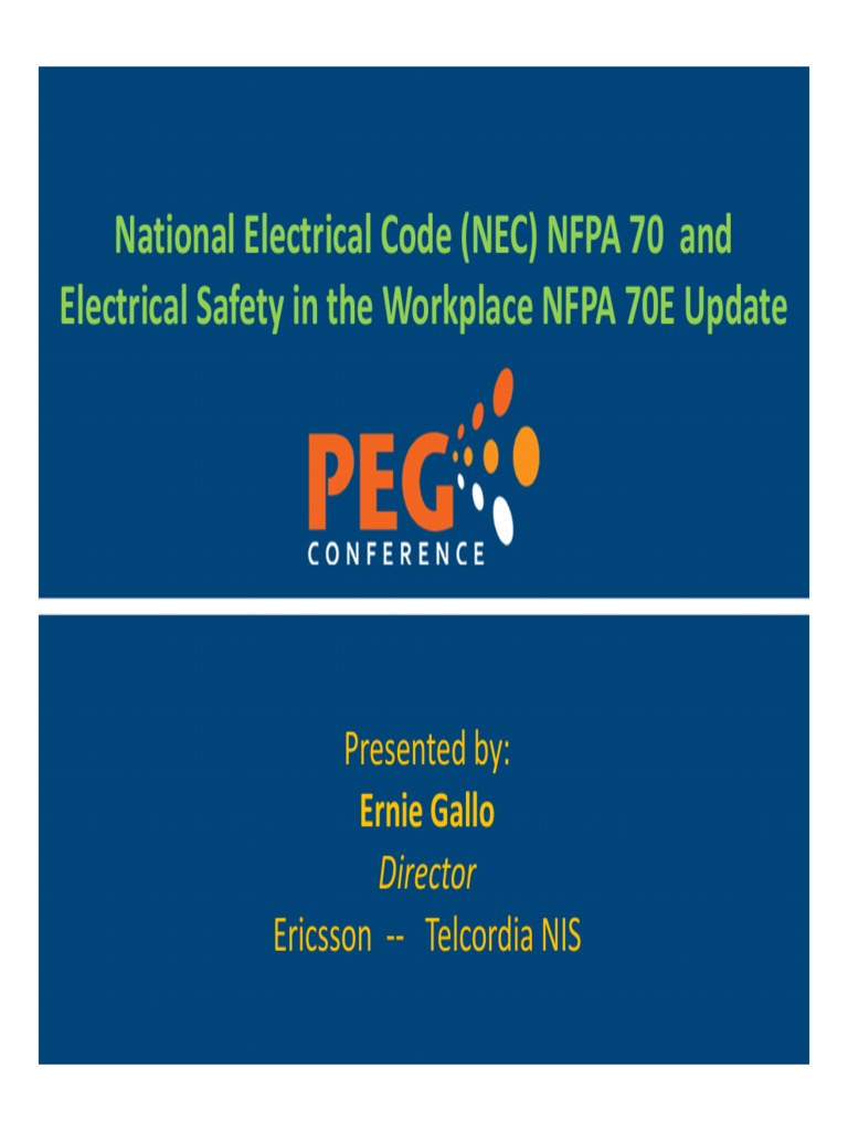 National Electrical Code (NEC) NFPA 70 and Electrical Safety in The ...