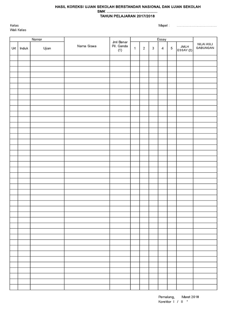 Form Koreksi Bersama | PDF