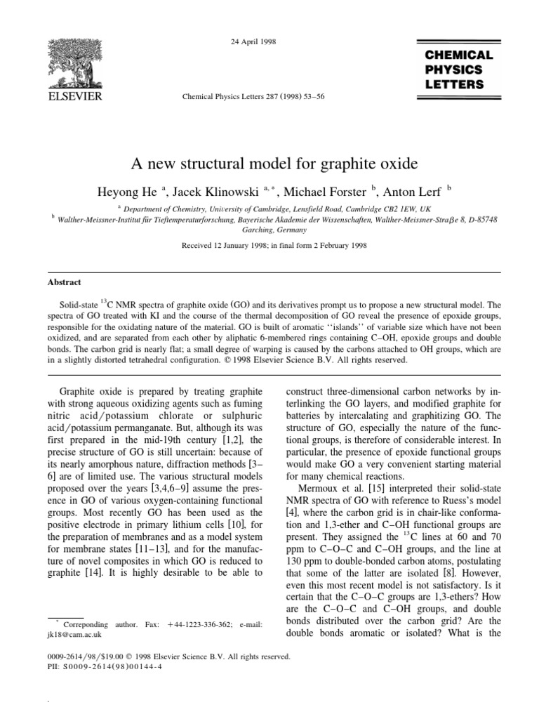 A New Structural Model For Graphite Oxide, He1998 | PDF | Nuclear ...
