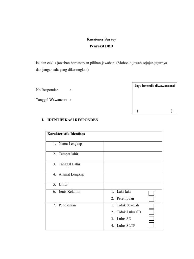 Kel 2 - Kuesioner Survey Penyakit DBD | PDF | Kesehatan Holistik