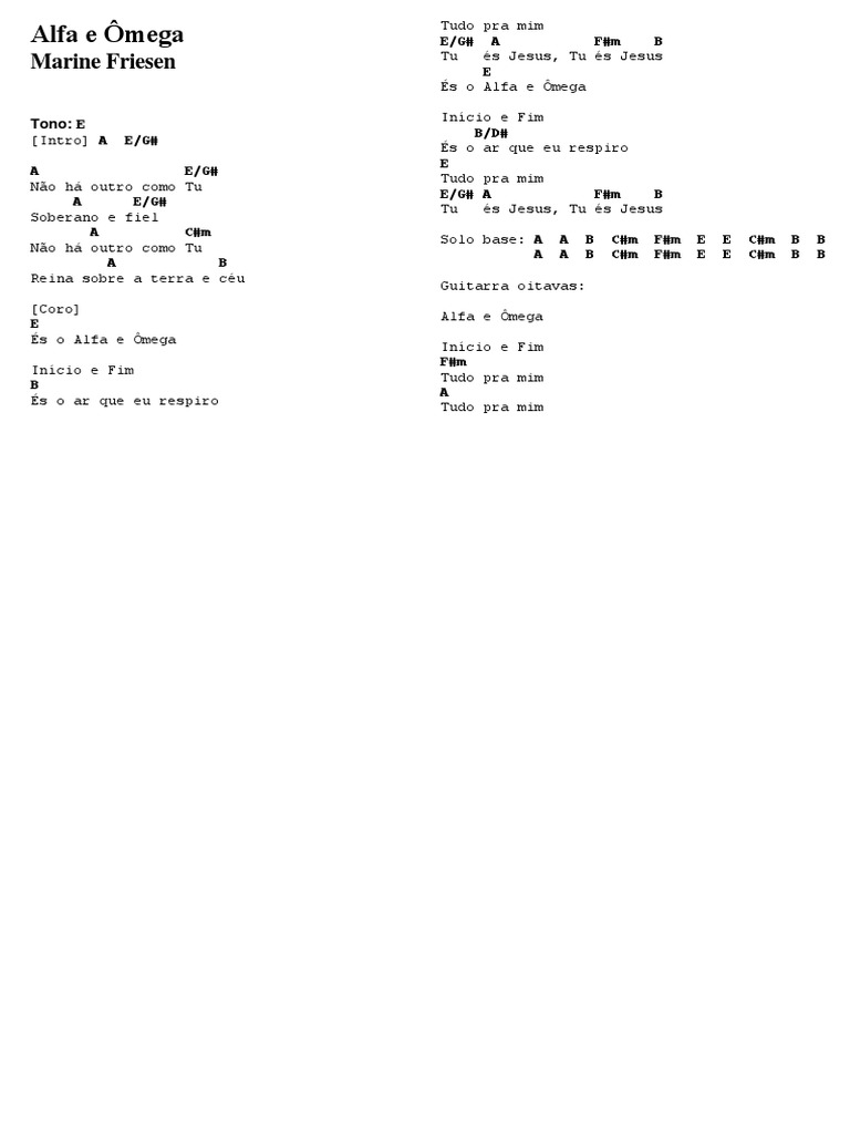 Alfa e Ômega Cifras para Violão | PDF | Amor | Jesus