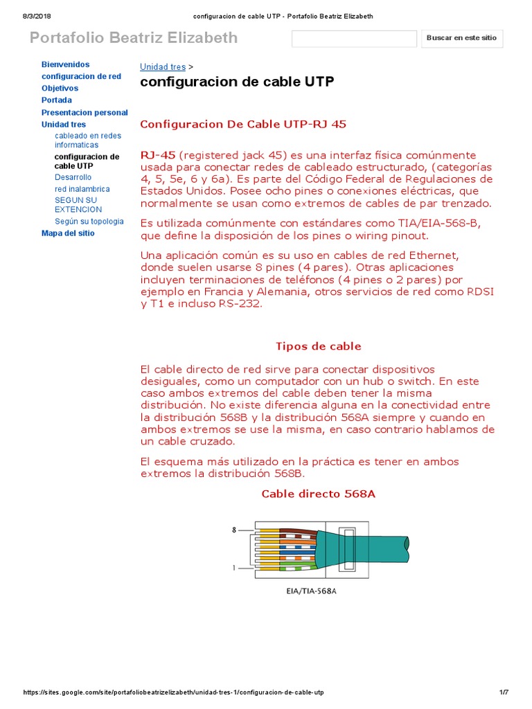 Configuración Cable UTP RJ-45 | PDF | Redes | Protocolos de capa física