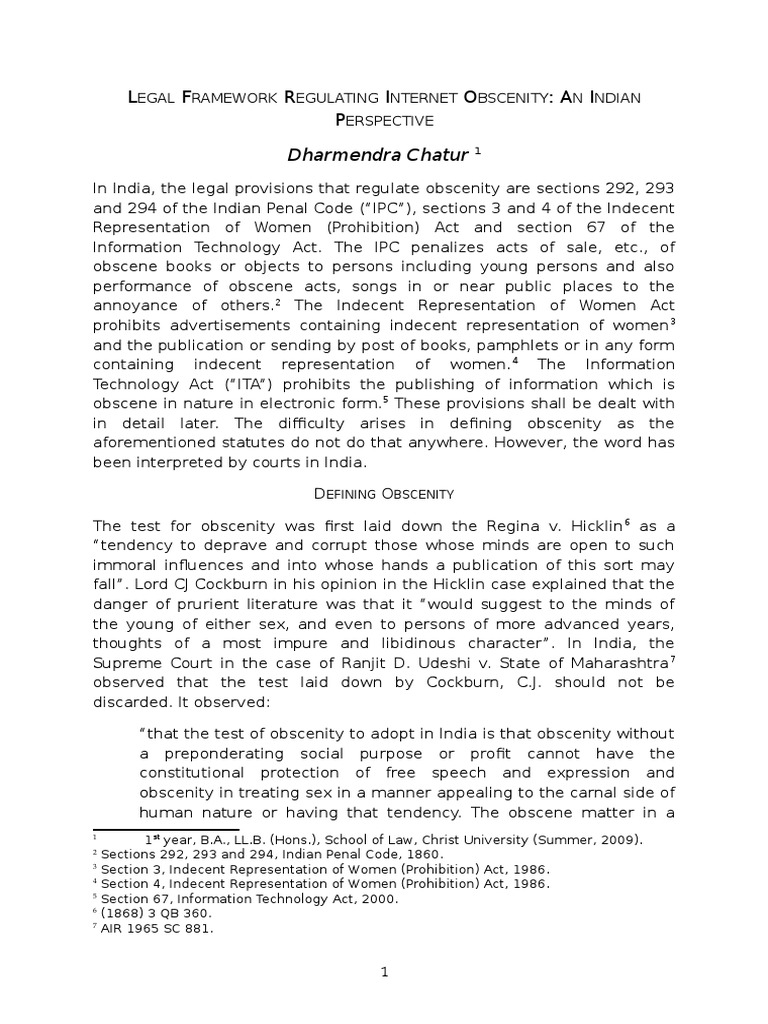 Legal Framework Regulating Internet Obscenity | PDF | Obscenity | E Bay