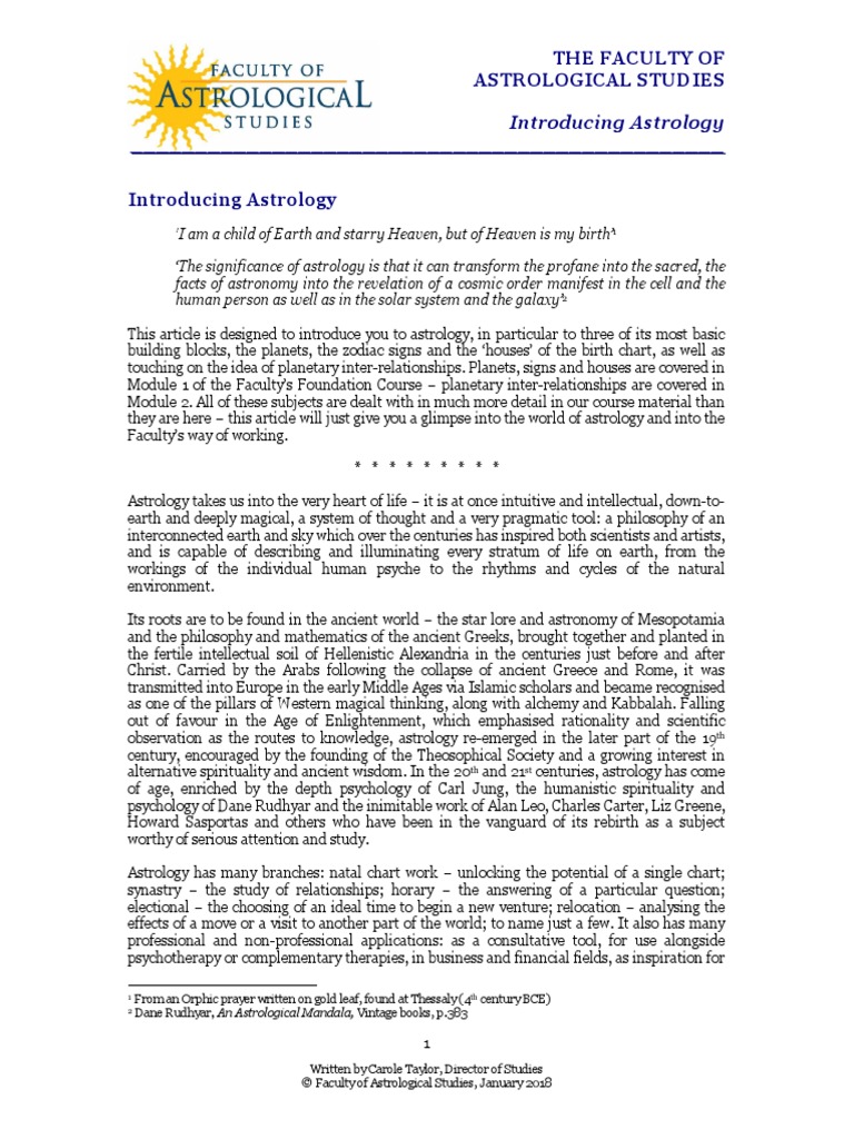 Introducing Astrology - Faculty of Astrological Studies | PDF ...