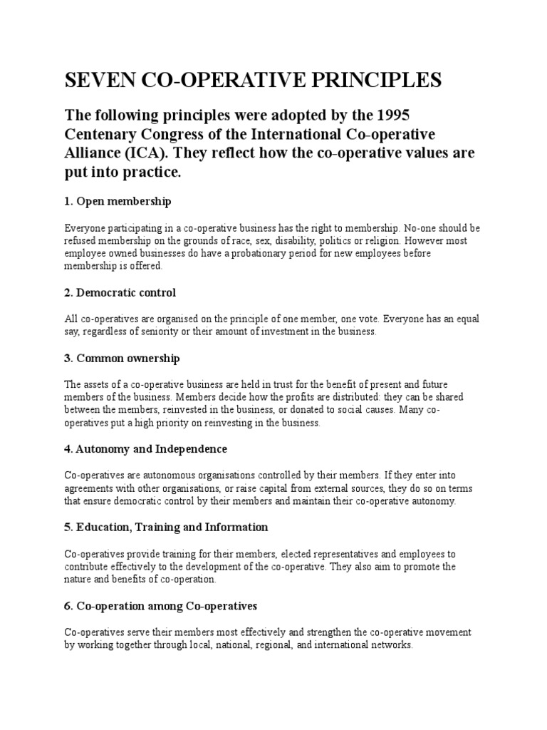 7 Coop Principles | PDF | Cooperative | Public Sphere