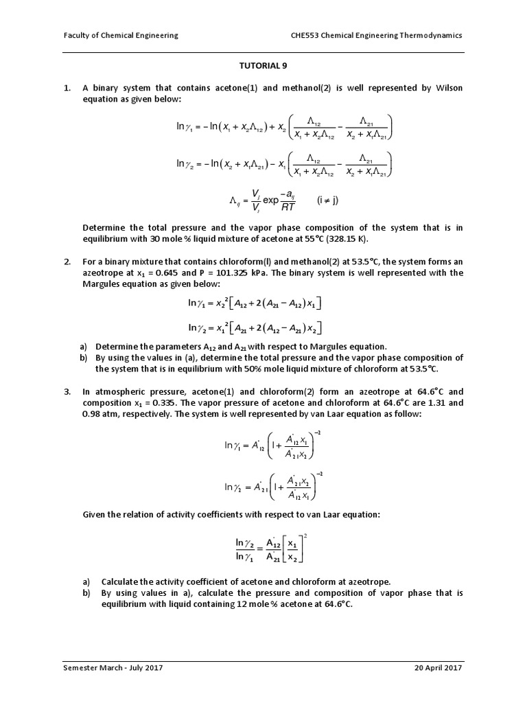 Chem Eng Thermo Tutorial | PDF