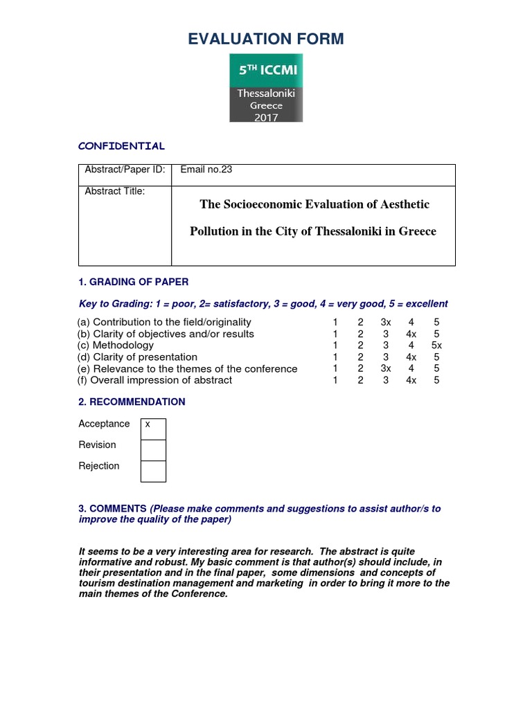 Evaluation Form: The Socioeconomic Evaluation of Aesthetic Pollution in The City of Thessaloniki ...