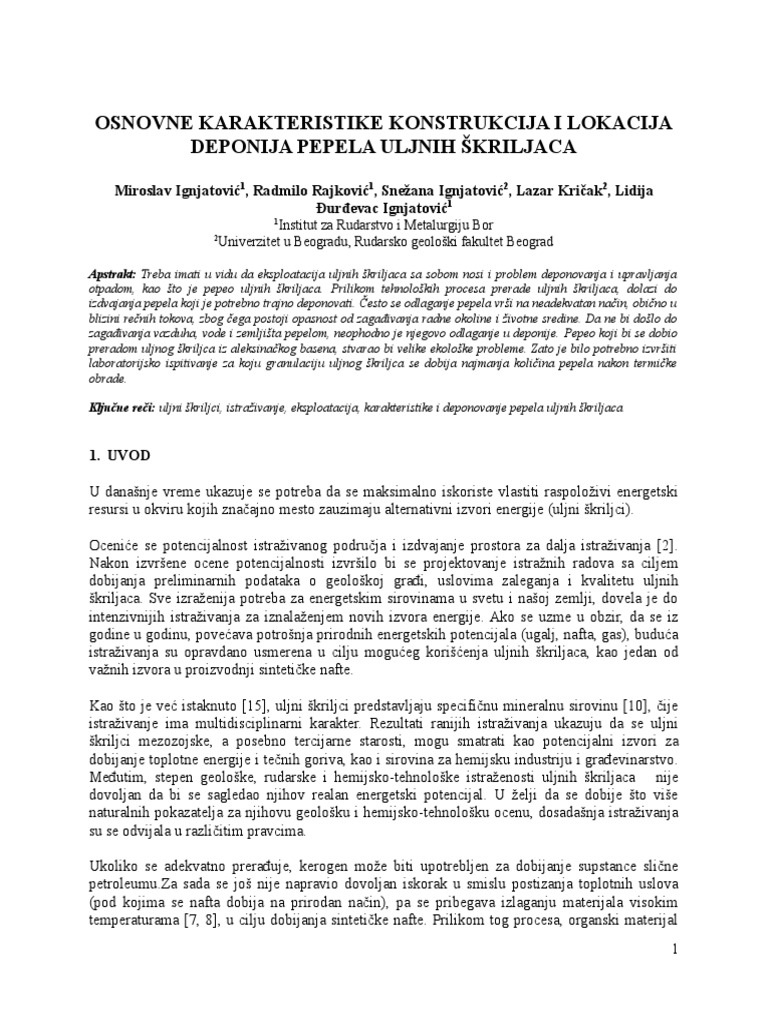 RAD Rudarski Radovi Uljni Skriljci | PDF