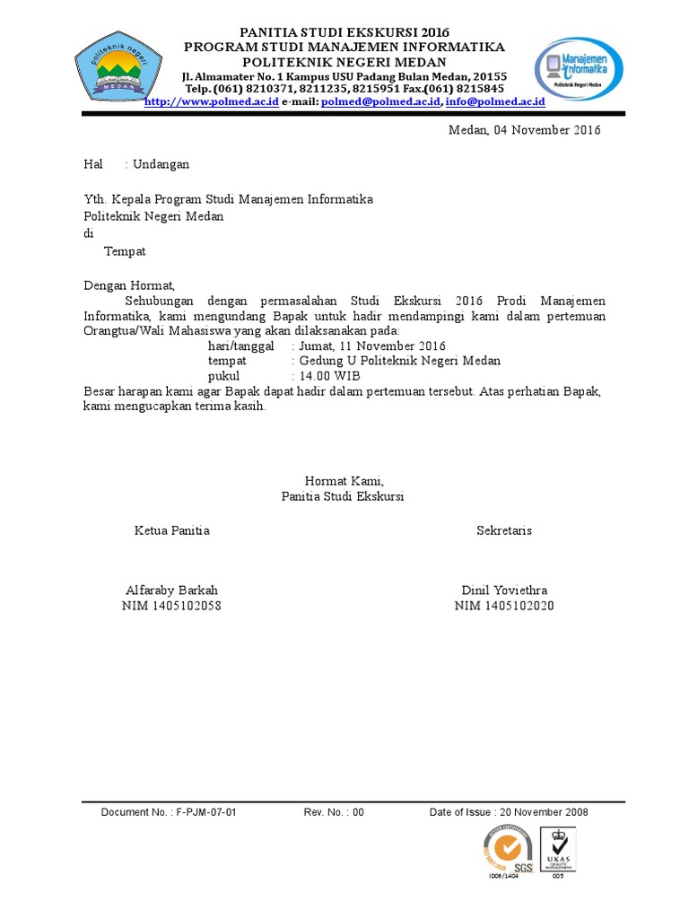 Contoh Surat Undangan Lembaga | PDF