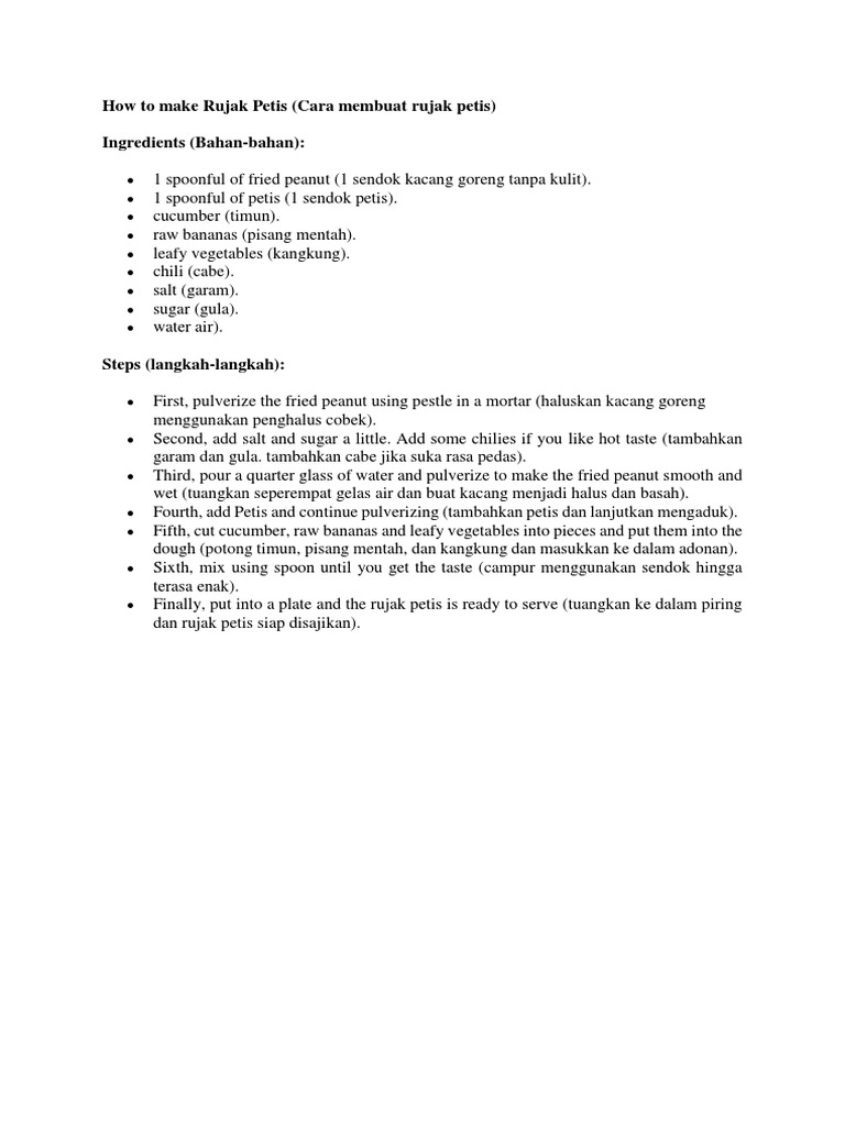 How To Make Rujak Petis | PDF