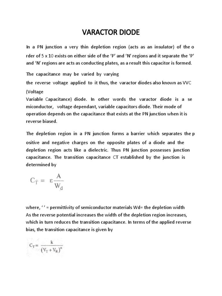 Varactor Diode PDF | PDF | Capacitor | P–N Junction
