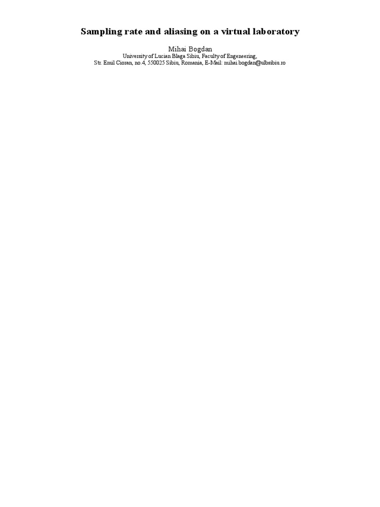 Sampling Rate and Aliasing On A Virtual Laboratory | PDF | Sampling (Signal Processing ...