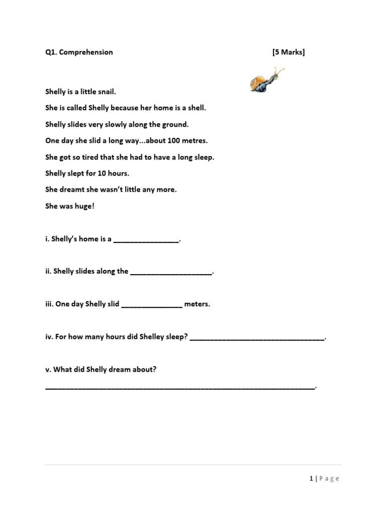 Grade 1 Admission Test | PDF