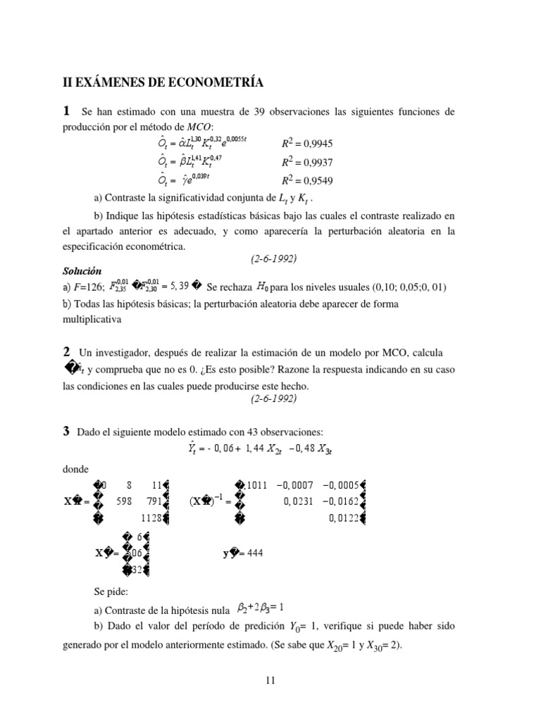 Ejercicios Econometria II | PDF | Econometría | Estimador