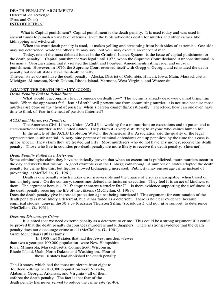 Debate Notes - Death Penalty | PDF