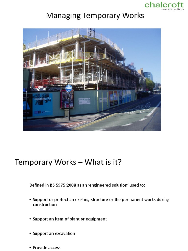 Temporary Works Presentation | PDF | Scaffolding | Temporary Work
