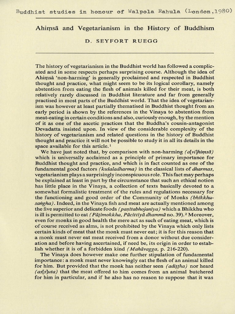 Ahisa and Vegetarianism in The History | PDF