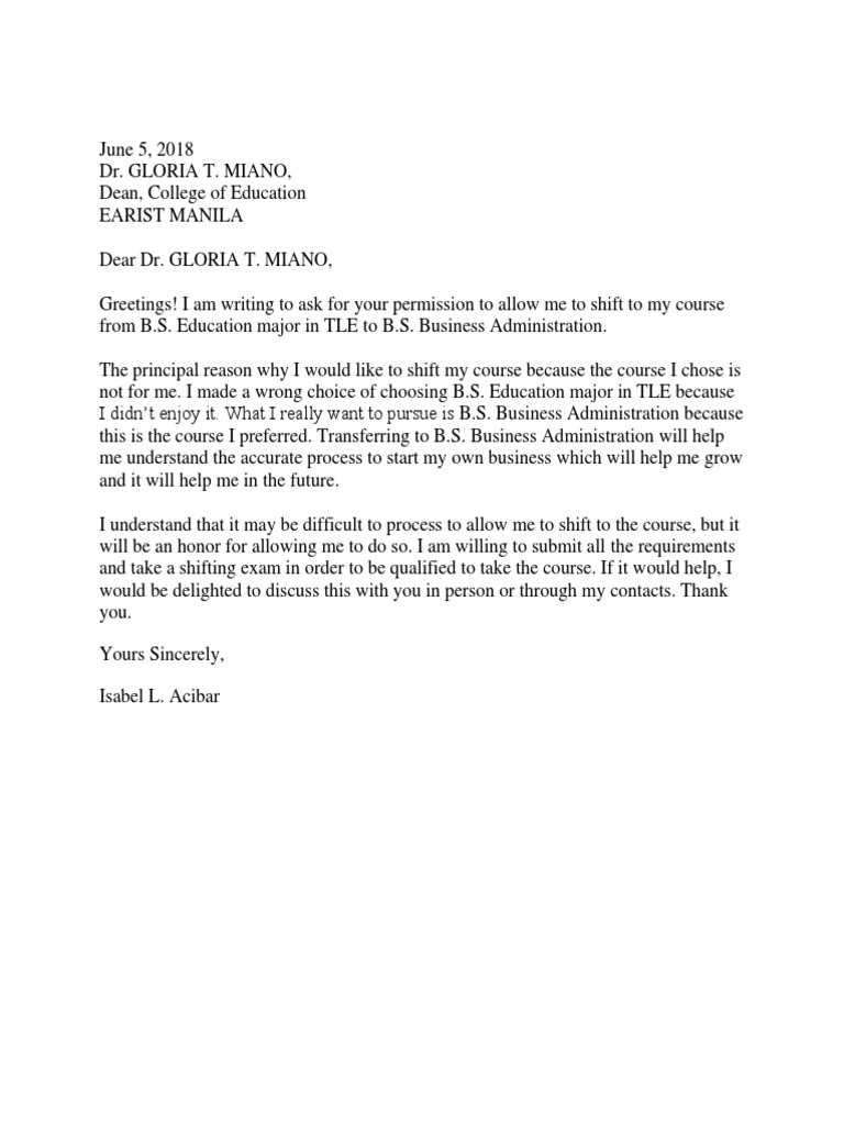 Letter For The Dean in Educ | PDF