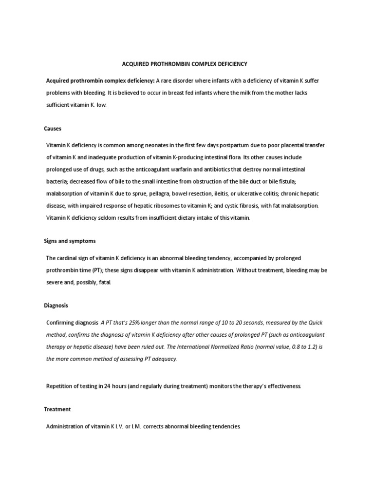Acquired Prothrombin Complex Deficiency | PDF | Vitamin | Gastroenterology