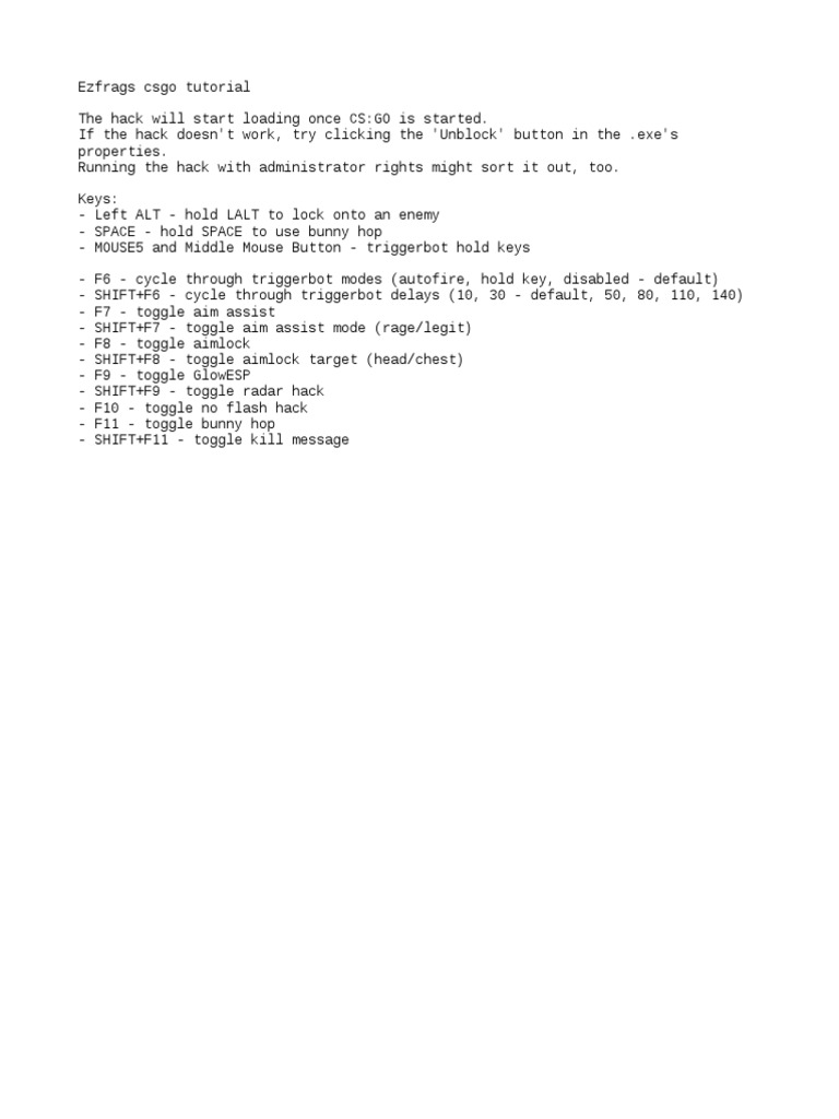 Ezfrags Controls and Keys Csgo | PDF