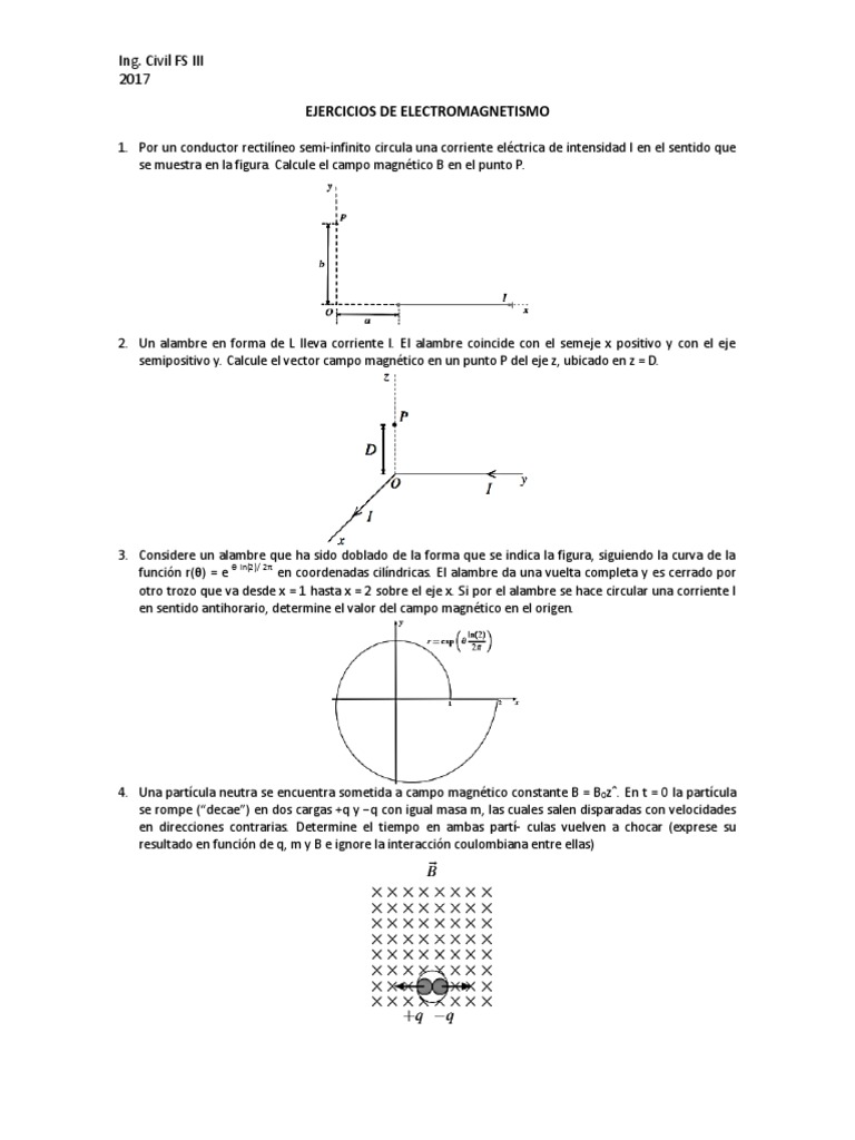 Ejercicios de Electromagnetismo | PDF | Campo magnético | Corriente ...