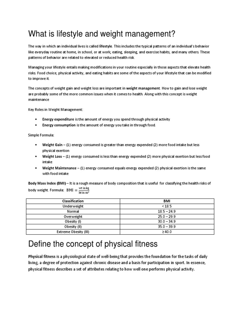 What Is Lifestyle and Weight Management | PDF | Weight Management | Obesity
