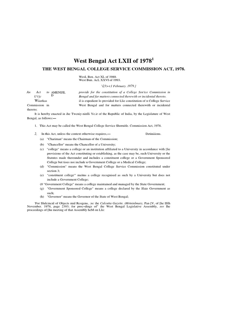 WBCSC Act 1978 | PDF | Social Institutions | Social Science