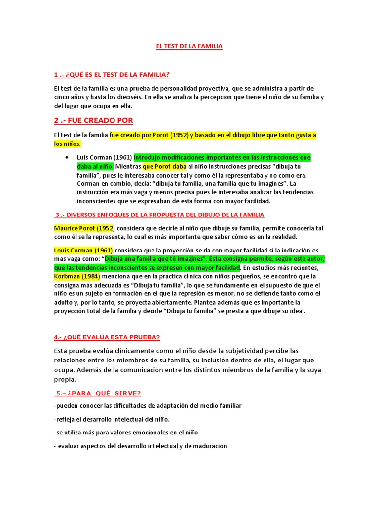 Test de la Familia: Análisis Infantil | PDF | Dibujo | Ritmo