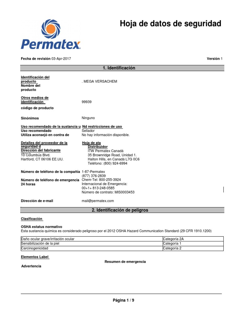 MSDS Versachem Mega Grey | PDF | Administración de Seguridad y Salud ...