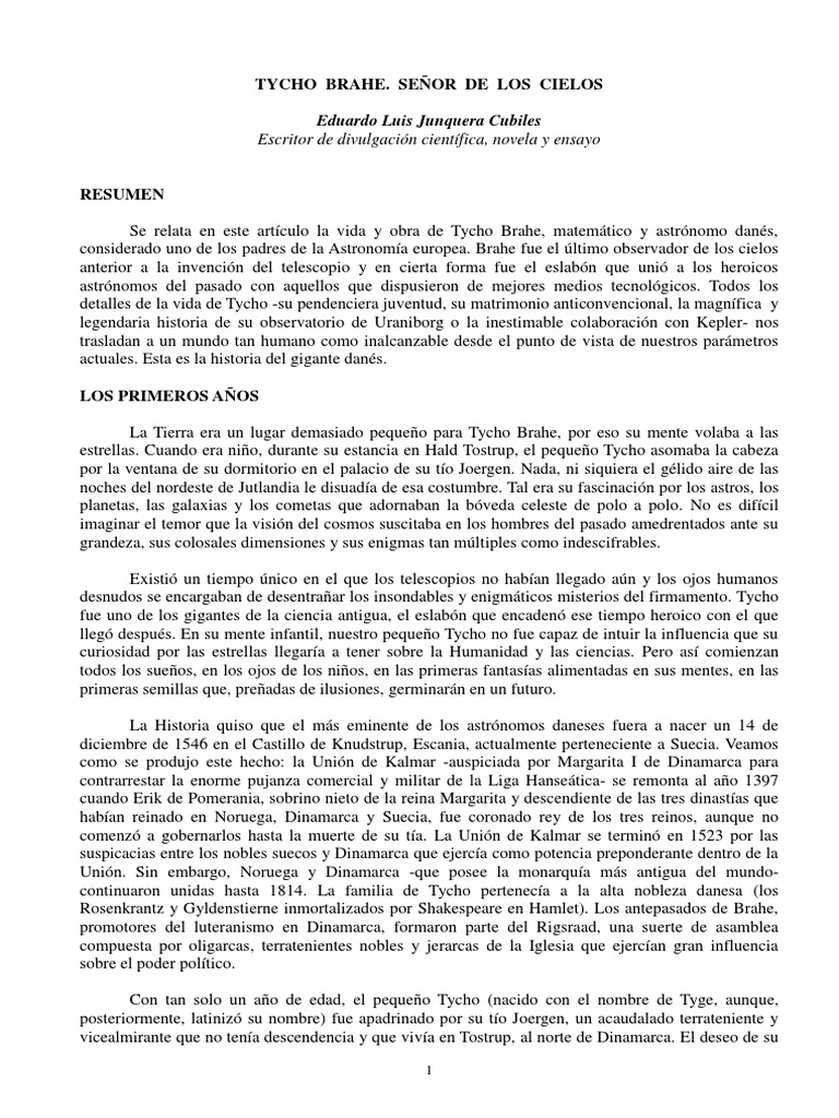Tycho Brahe | PDF | Johannes Kepler | Tycho Brahe