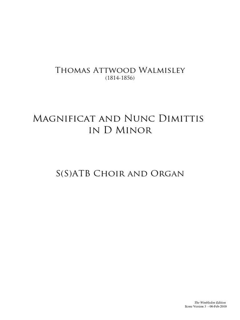 Walmisley Mag Nunc Dmin | PDF | Elements Of Music | Choral Music