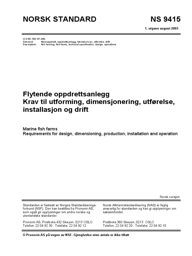 Norsk Standard NS9415 | PDF