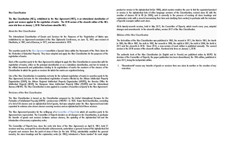 About The Nice Classification Editions of The Nice Classification | PDF ...