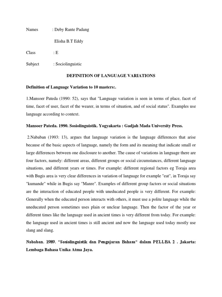Understanding Language Variation | PDF | Dialect | Indonesian Language