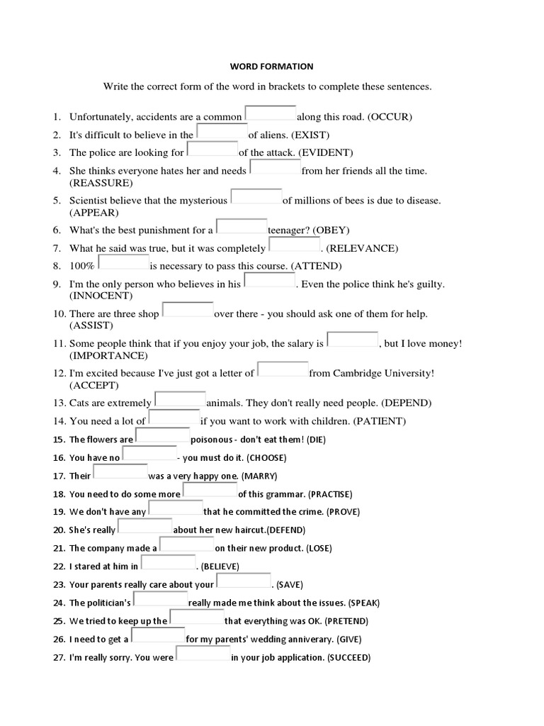 Word Formation First Certificate | PDF