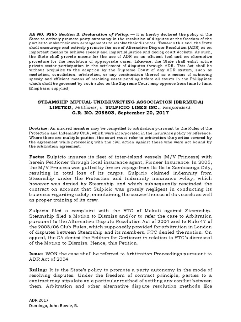 ADR Digest | PDF | Alternative Dispute Resolution | Arbitration