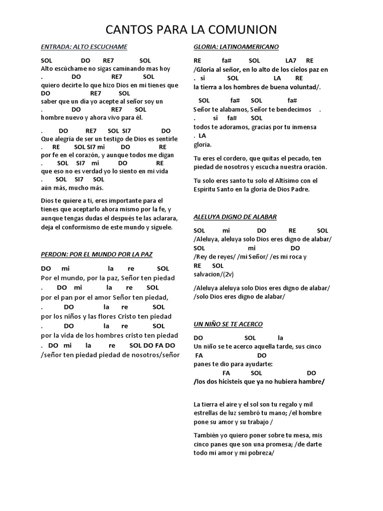 Cantos Para Comulgar , CANTO PARA LA MISA – SQVP