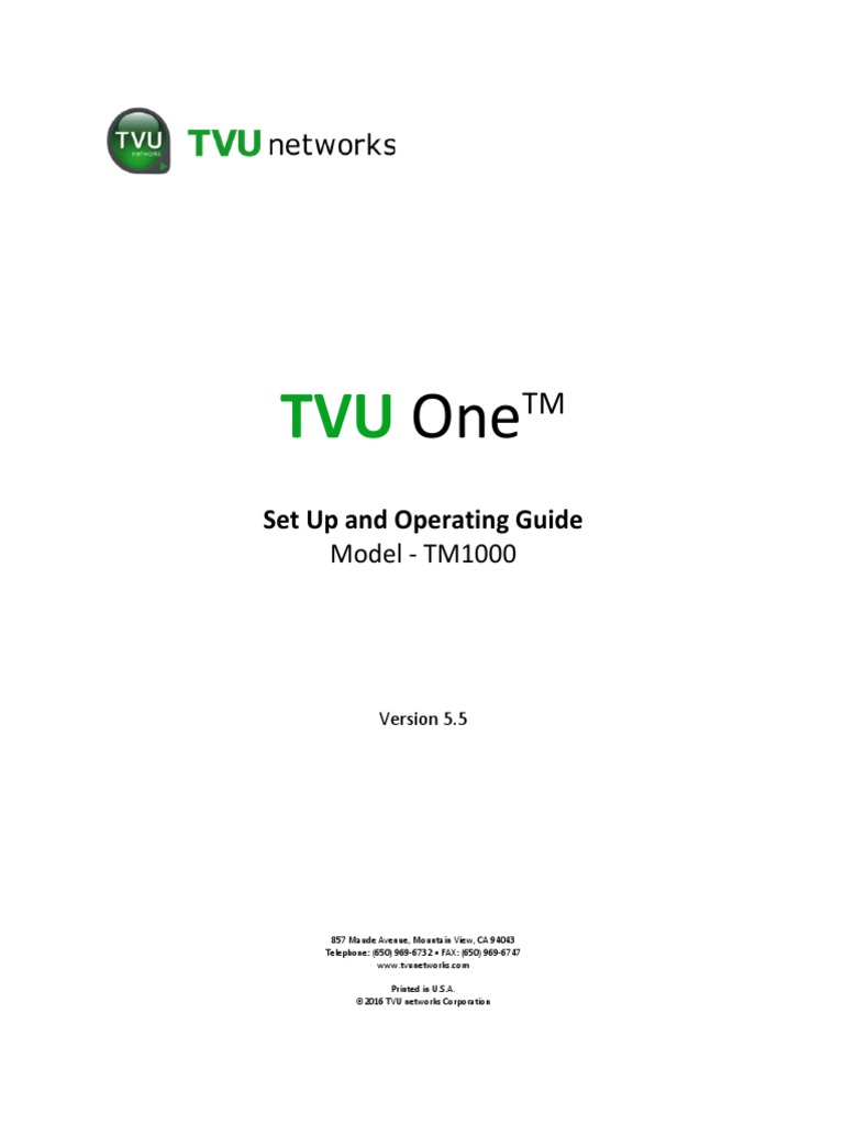 TVUOne TM1000 Guide v5.5 JUNE2016 | PDF