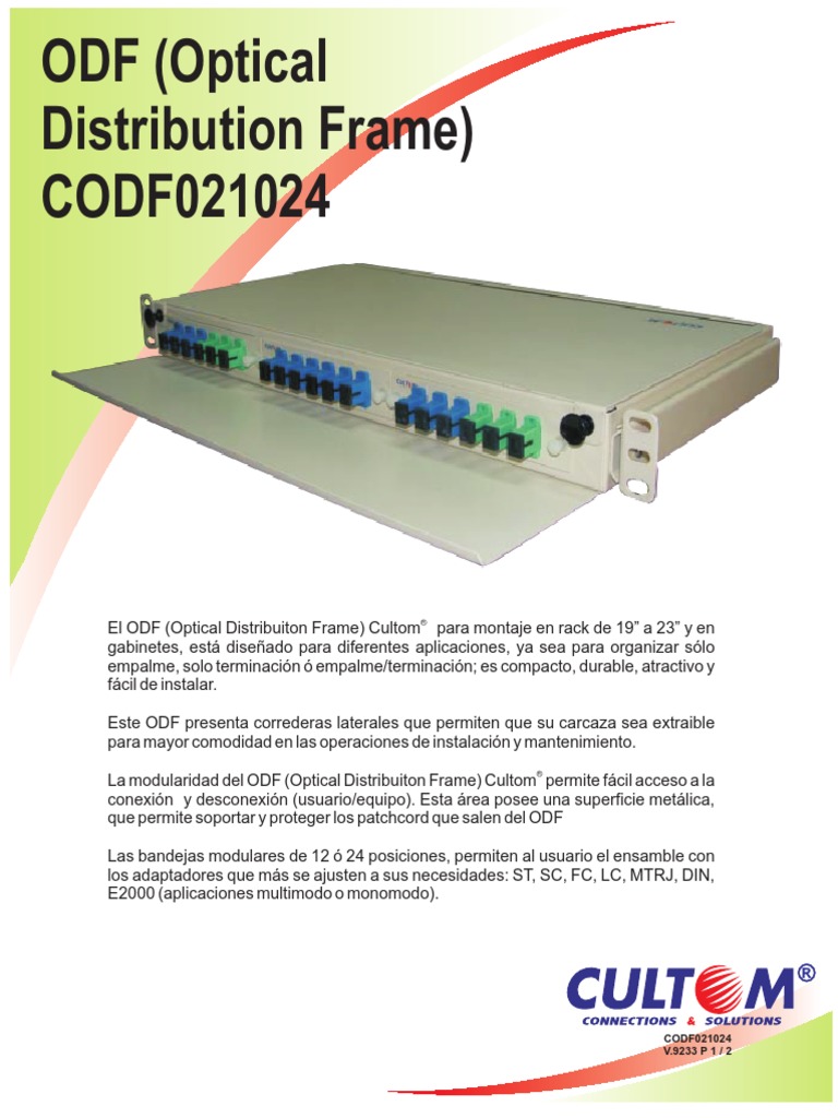 Odf Codf021024 | PDF | Fibra óptica | Equipo