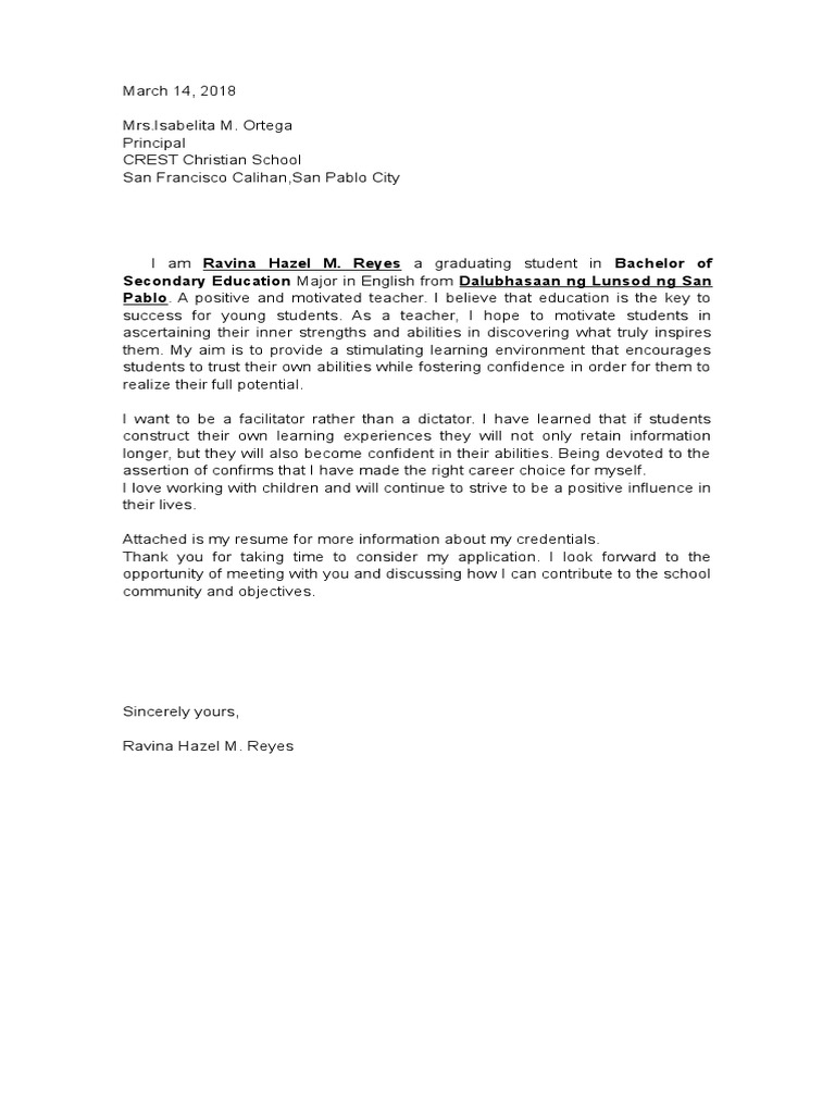Application Letter - Doc..bak | PDF | Wellness