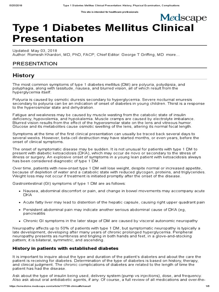 Type 1 Diabetes Mellitus Clinical Presentation - History, Physical ...