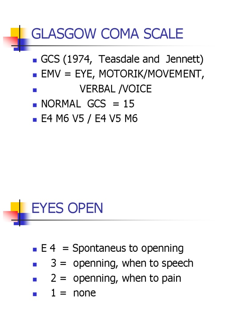 Glasgow Coma Scale (GCS) | PDF