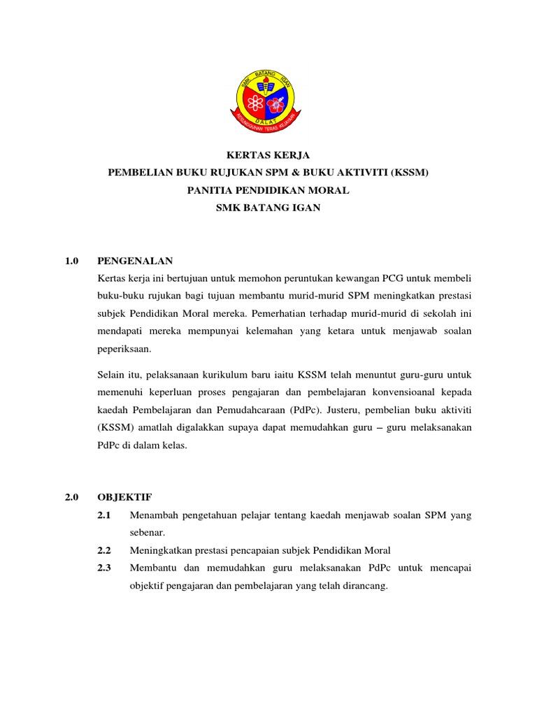 Kertas Kerja PCG Panitia Moral 2018 | PDF